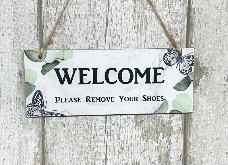 Welcome Please Remove Your Shoes Room Sign Wooden Plaque - Etsy