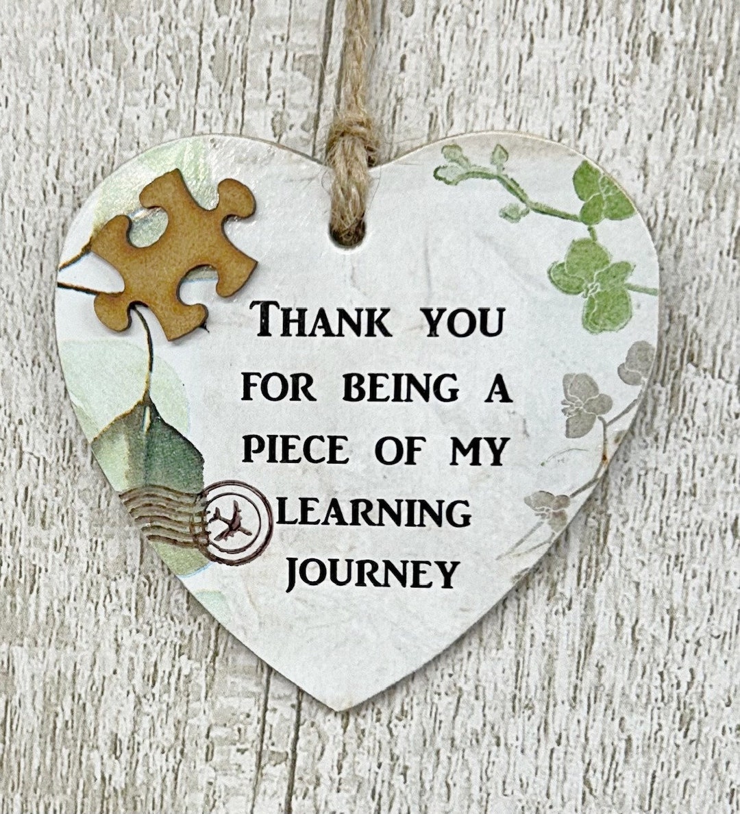 Thank You Learning Jouney Grattitude Gift Heart Idea Wooden Sign - Etsy