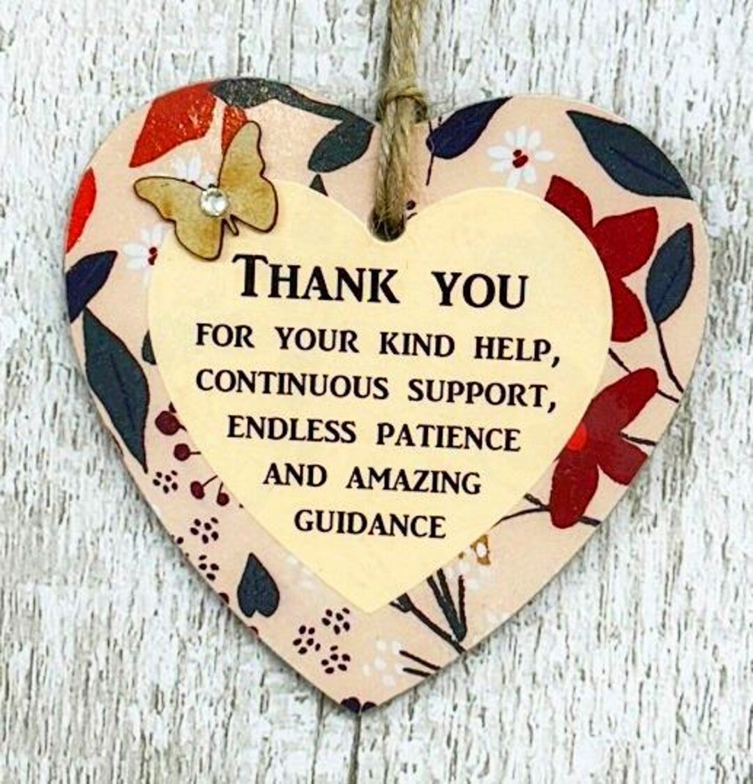 Appreciation Support and Patience Mentor Gift Heart Thank You Gratitude ...
