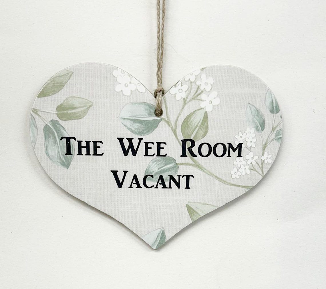 Beautiful Wee Room Engaged Vacant Double Sided Door Sign Wooden Plaque ...