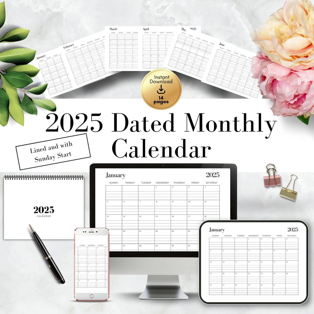 2025 Basic 12-month Calendar 2025 Simple Monthly Calendar Planner ...