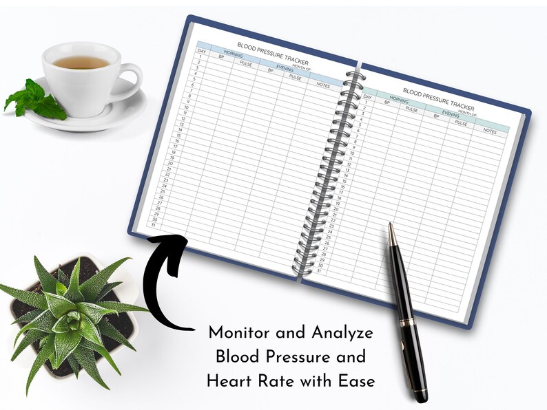 Blood Pressure Tracker BP Log Blood Pressure Chart Daily Medical ...