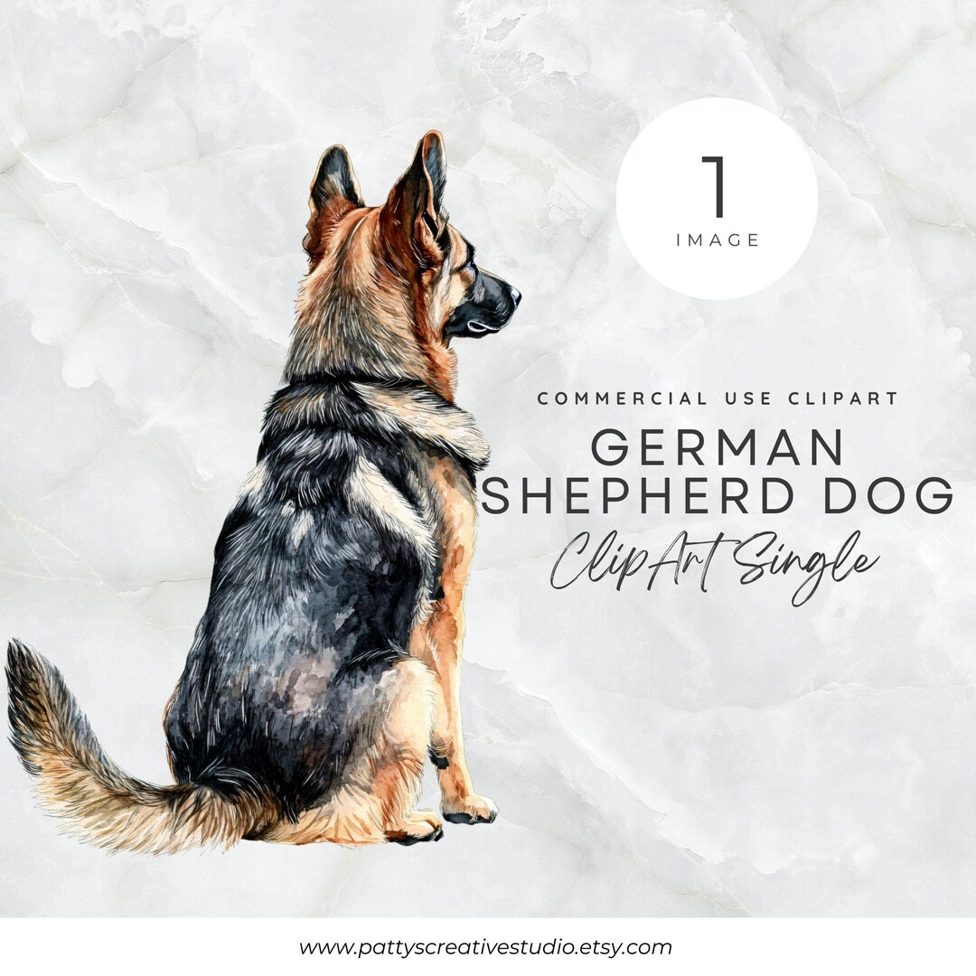 German Shepherd Dog Back 1 Image Clipart Watercolor Dogs Clipart Back ...