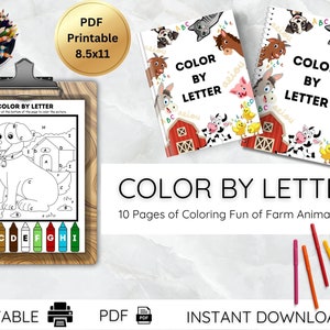Kids Color by Letter Animals Activity Pack Worksheets Preschool Pre-k ...