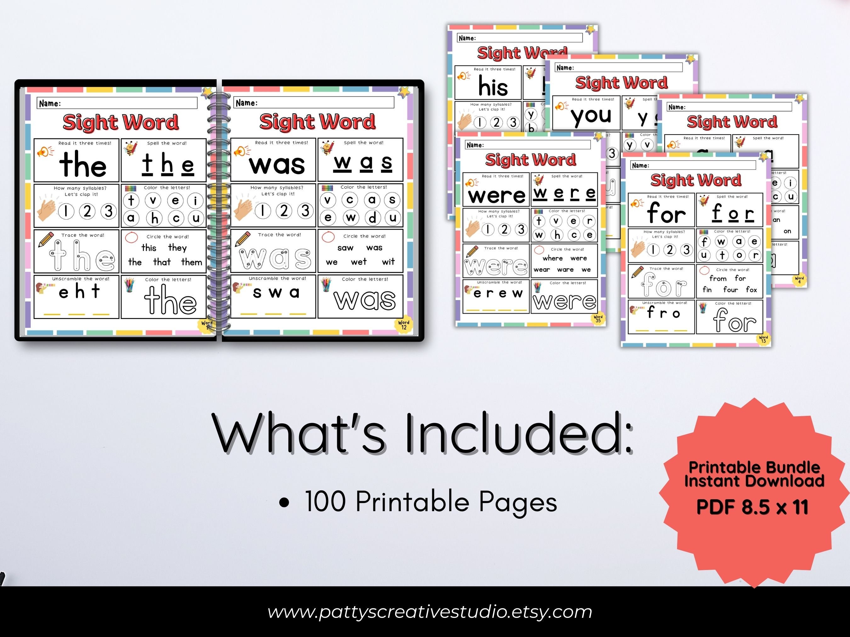 100 Printable Sight Word Worksheets for Kindergarten 1st-grade Students ...