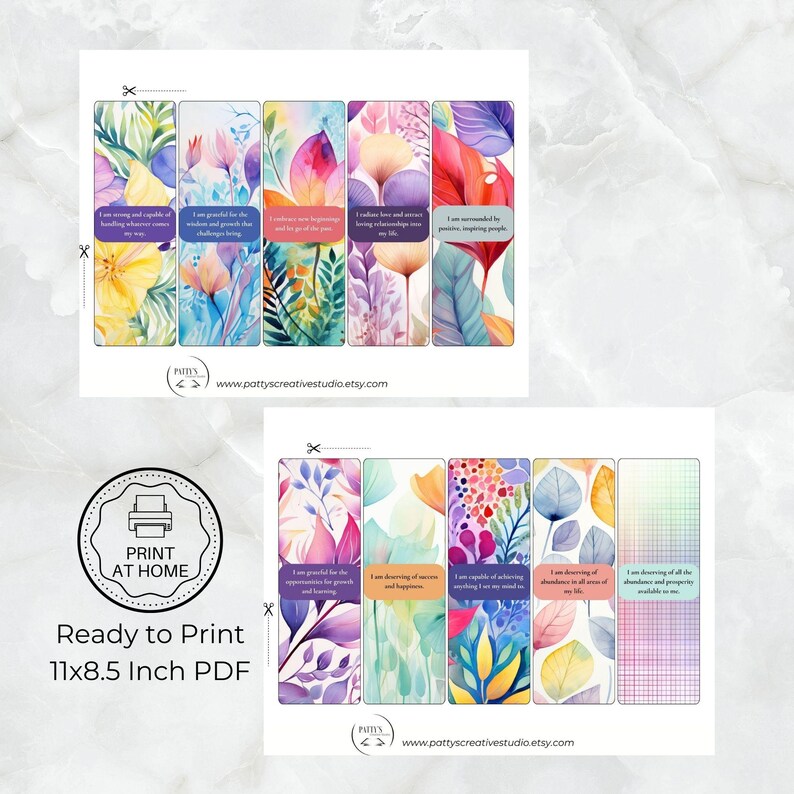 Floral Affirmation Bookmarks Printable Set of 10 Book Lovers Digital ...