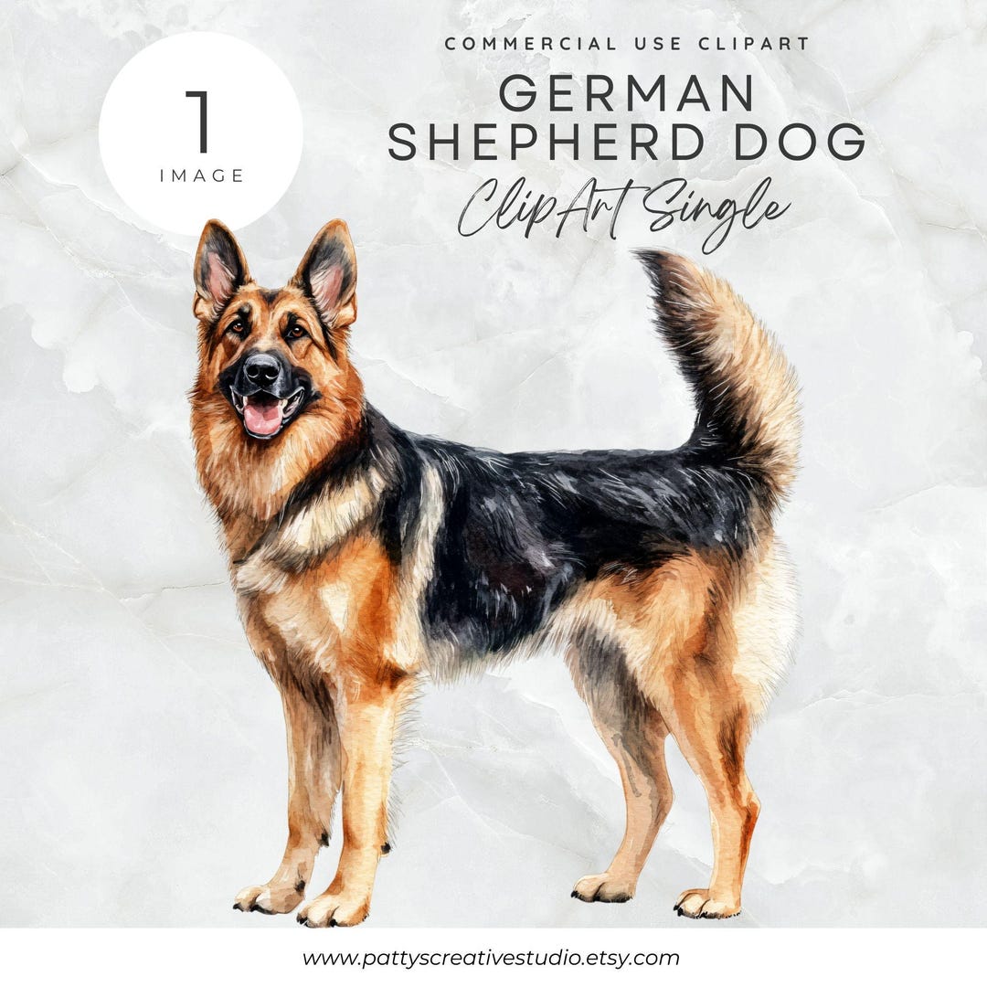 German Shepherd Back View 1 Image Clipart Watercolor Dogs Clipart Back ...