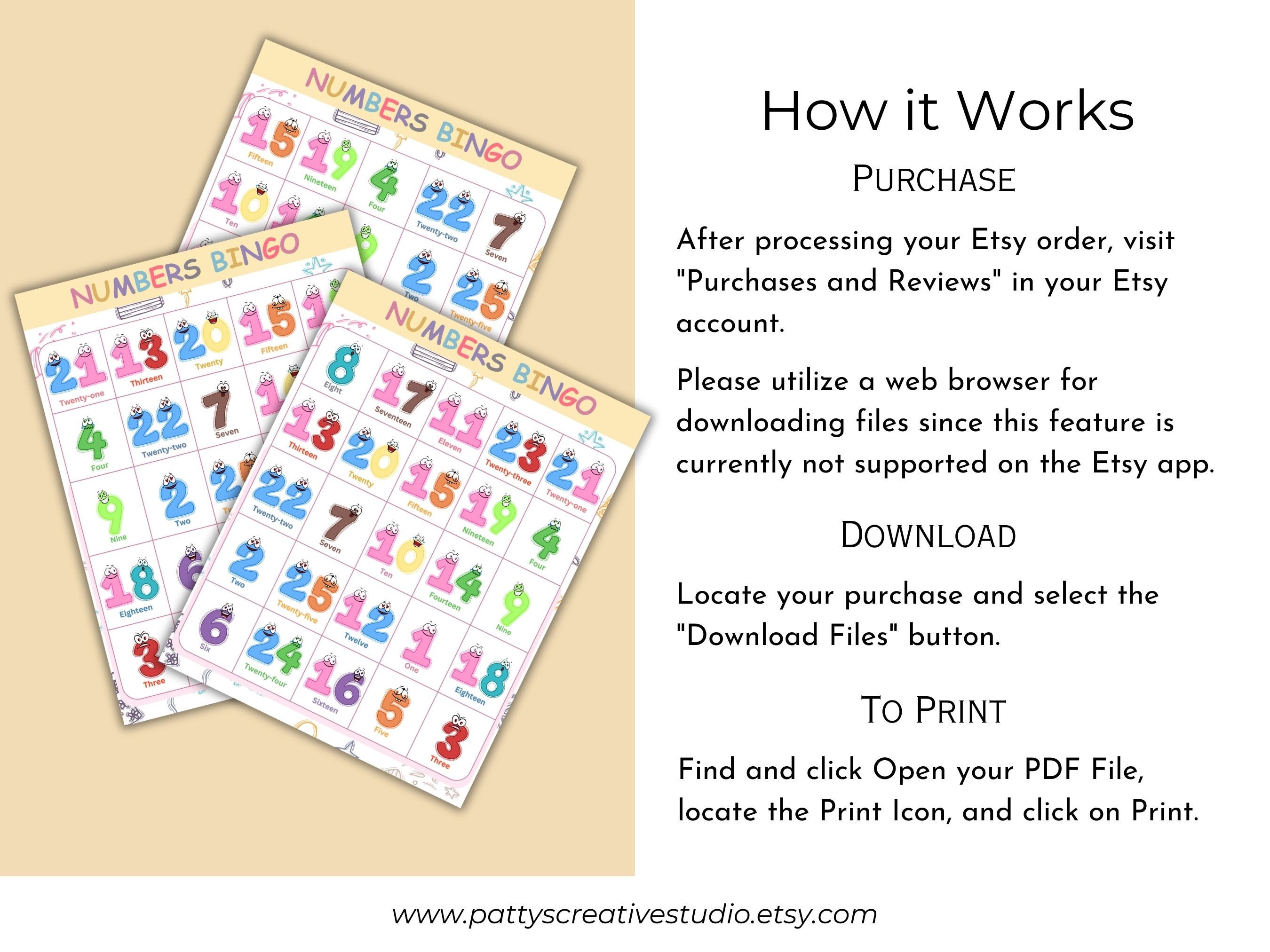 Kids Numbers Bingo Game Cards Summer Game Activity Bingo Cards Numbers ...