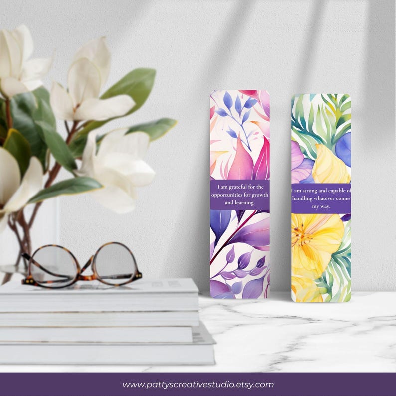 Floral Affirmation Bookmarks Printable Set of 10 Book Lovers Digital ...