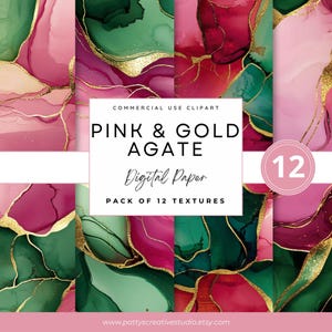 Pink and Gold Agate Digital Paper Printable Scrapbook Texture Digital ...