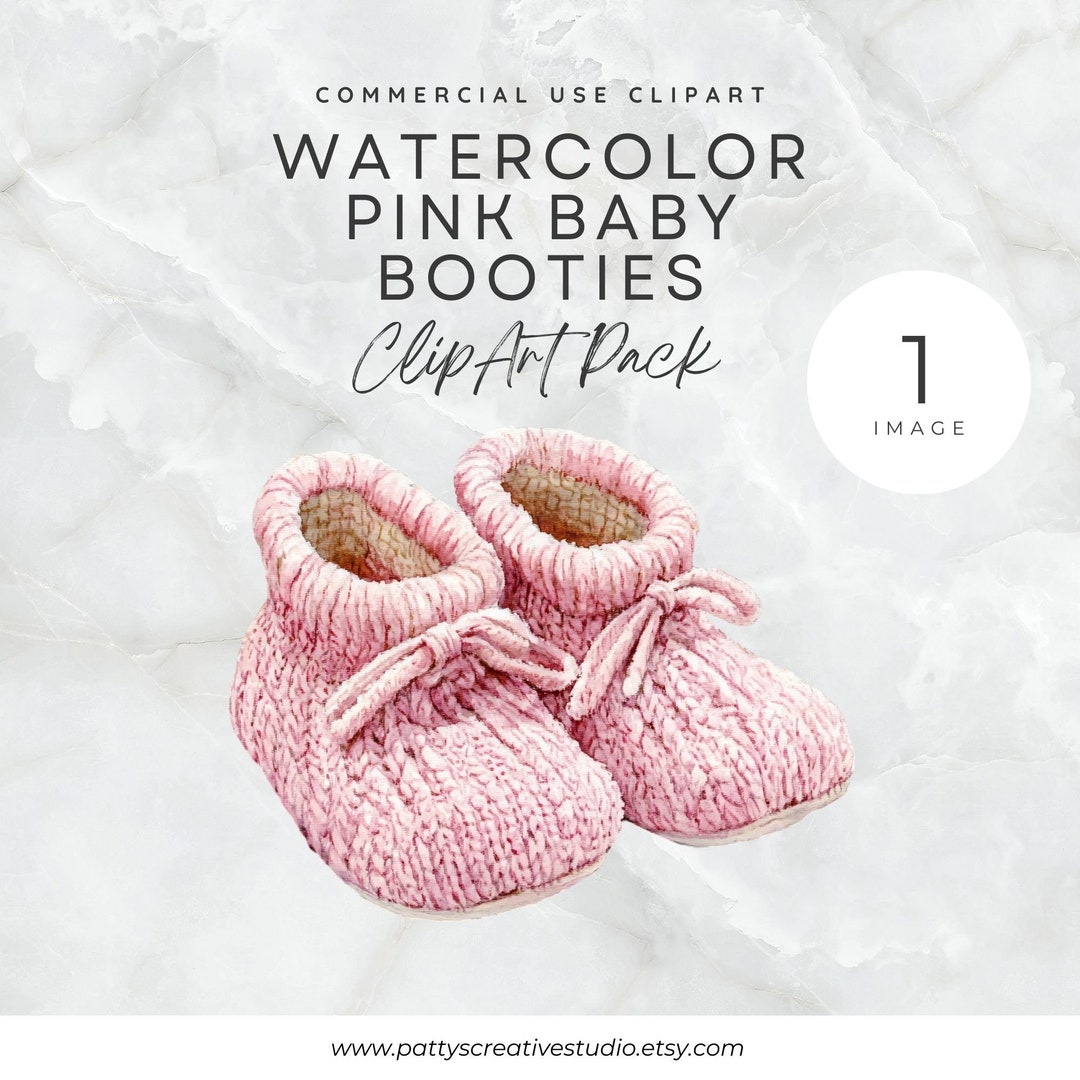 Pink Baby Booties 1 Image Clipart Pink Newborn Baby Shoe Watercolor ...
