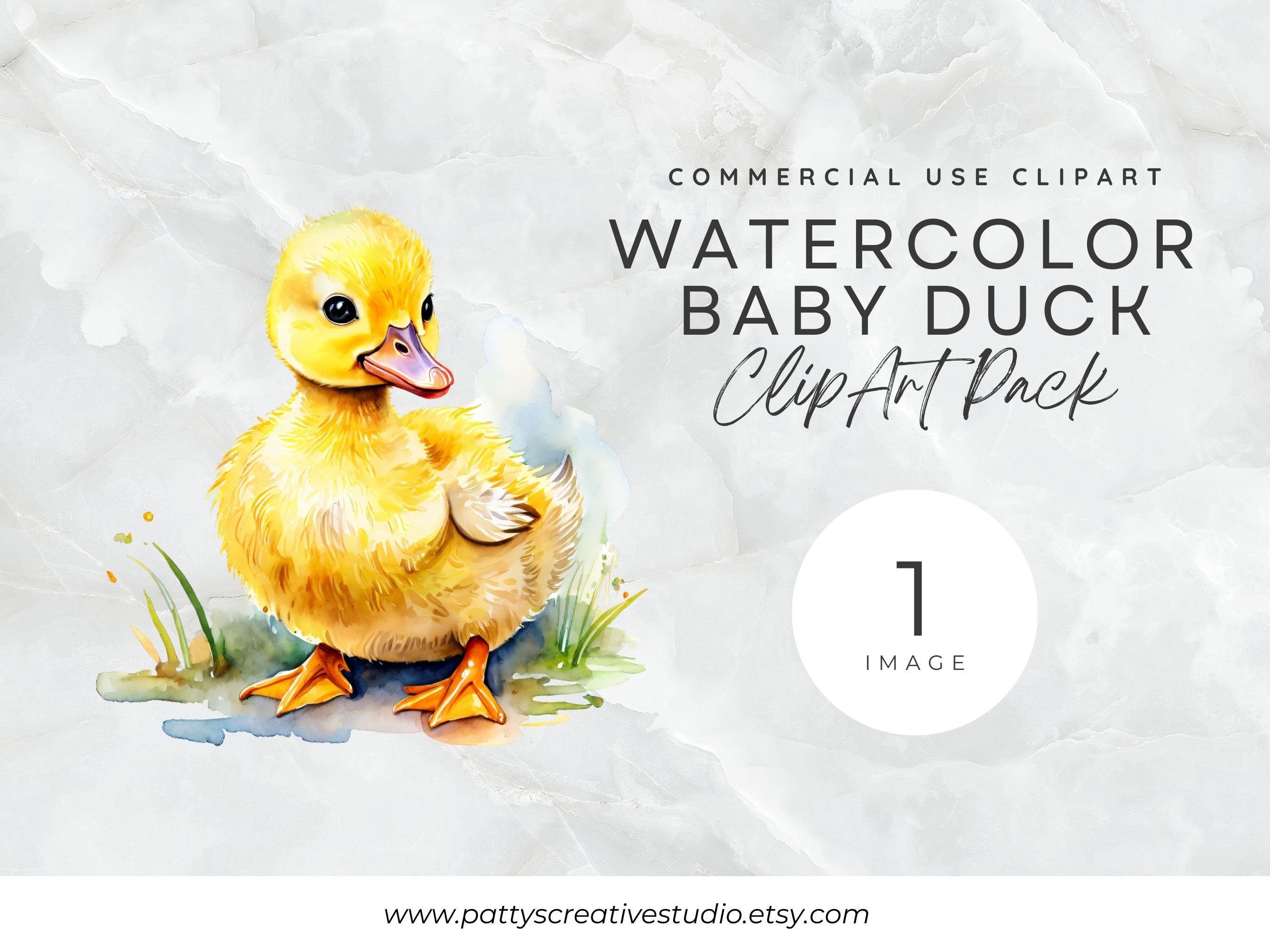 Cute Yellow Baby Duck 1 Image Clipart Yellow Watercolor Cute Baby Duck ...