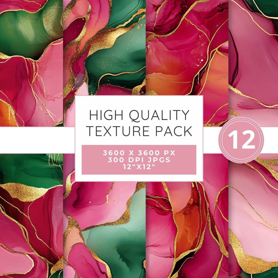 Pink & Gold Agate Digital Paper, Printable Scrapbook Texture (12"x12 ...