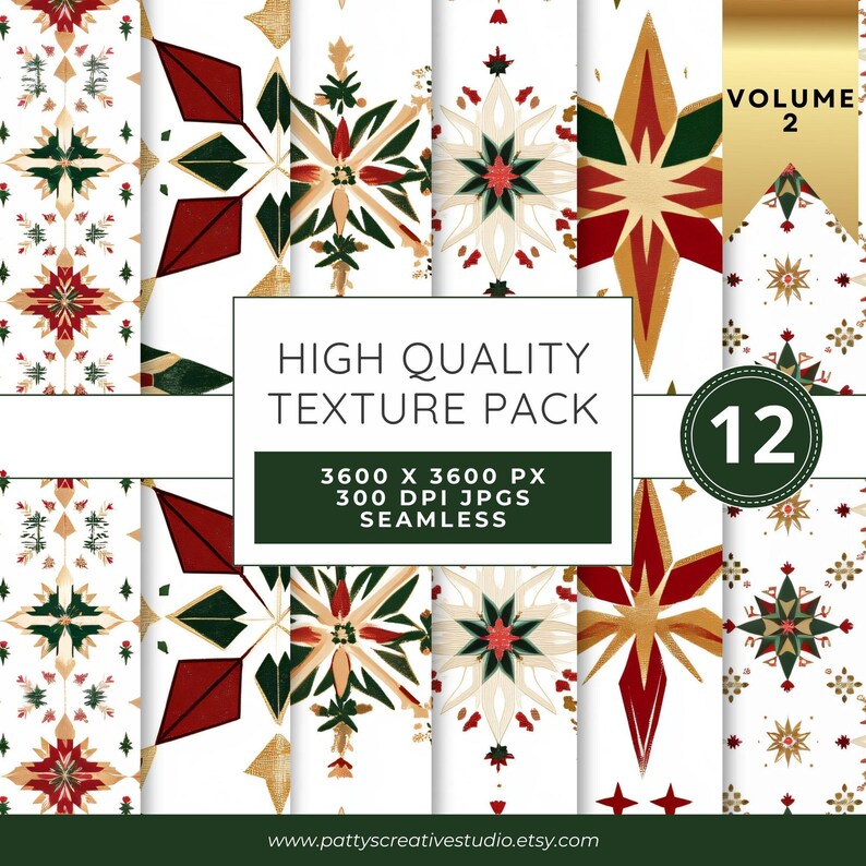 Christmas Star Digital Paper Seamless Holiday Digitial Wrapping Paper ...