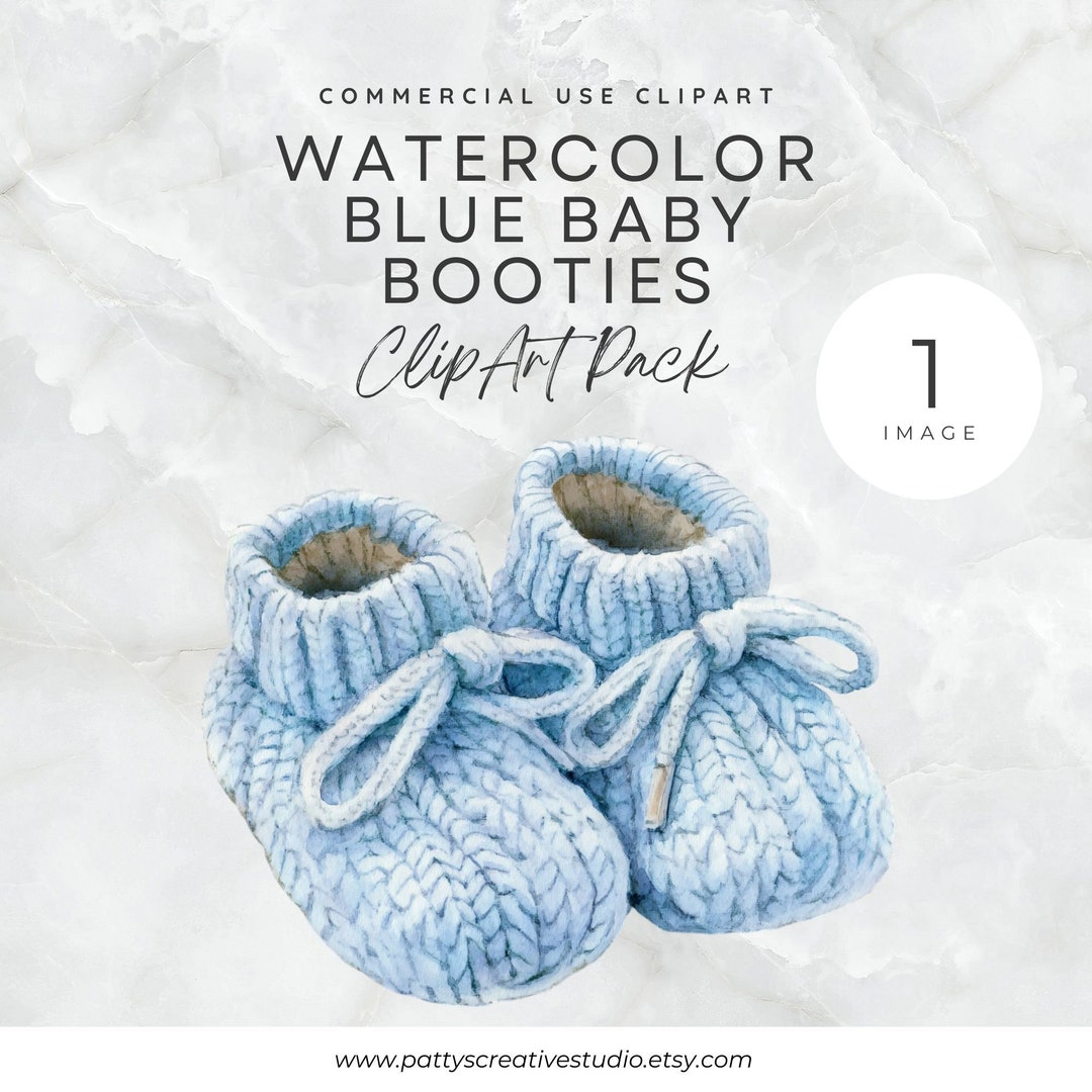Blue Baby Booties 1 Image Clipart Blue Newborn Baby Shoe Watercolor ...