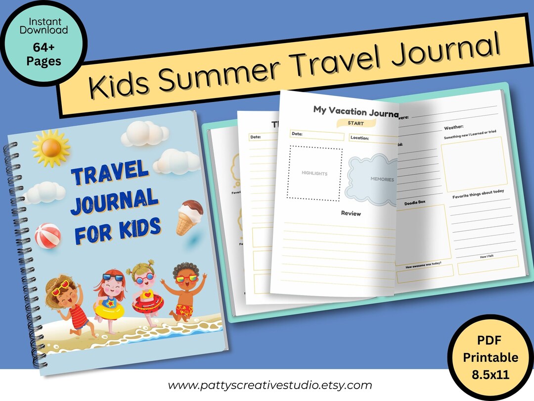Kids Summer Travel Journal Planner Vacation Journal Trip Memories Kids ...