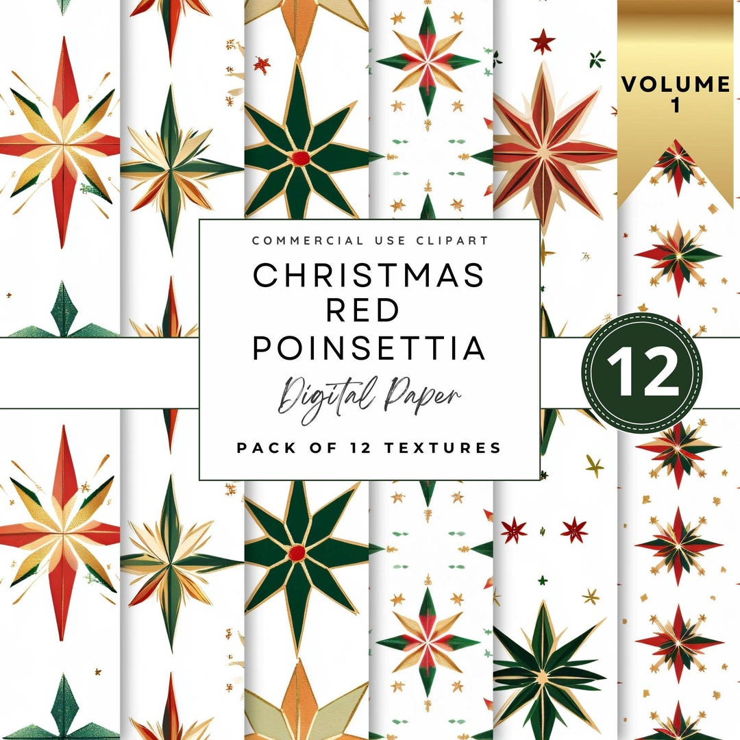 Christmas Star Digital Paper Seamless Pack Holiday Digitial Wrapping ...