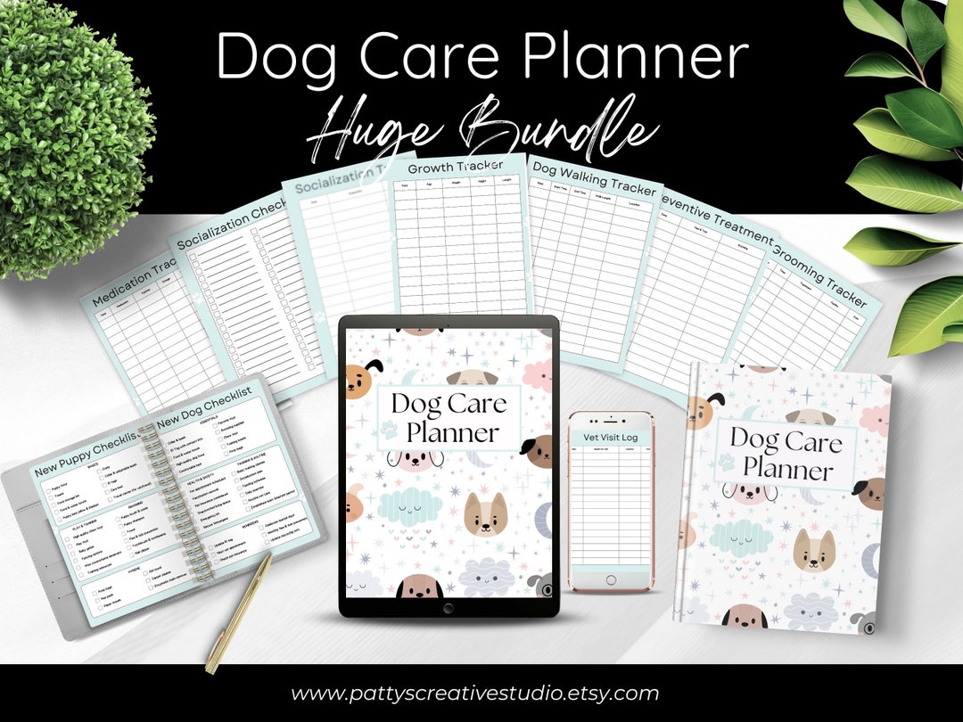 Dog Care Planner Pet Care Printable Bundle Pet Workbook Checklists Pet ...
