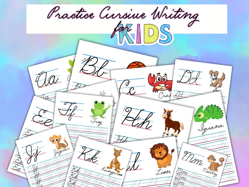 Kids Practice Cursive Writing Penmanship Practice Printable Cursive ...