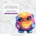 Cute Fuzzy Monster Watercolor Clipart 1 Image Digital Craft Cute Quirky ...