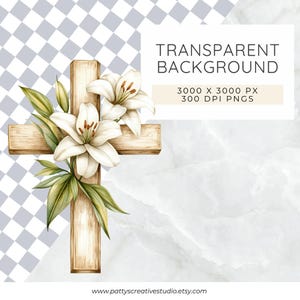 Easter Cross Wooden Clipart Religious Digital Art Christen Watercolor ...