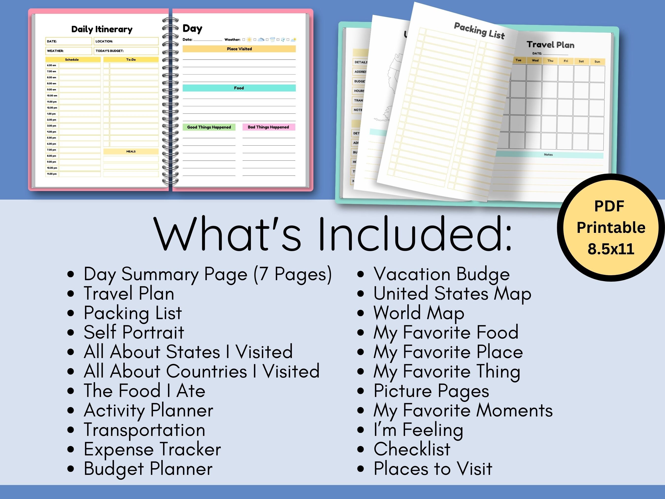 Kids Summer Travel Journal Planner Vacation Journal Trip Memories Kids ...