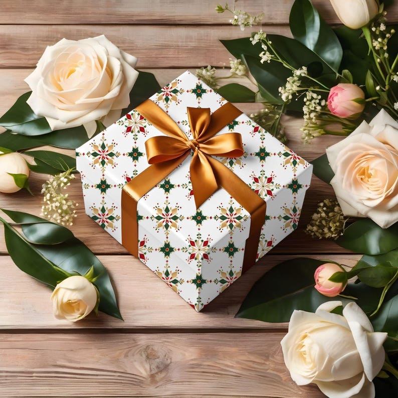 Christmas Star Digital Paper Seamless Holiday Digitial Wrapping Paper ...