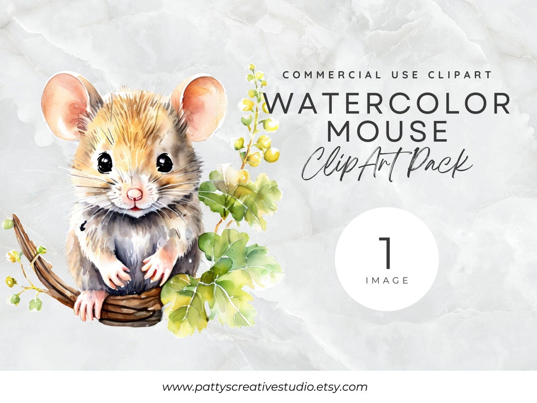 Cute Baby Mouse 1 Image Clipart Watercolor Cute Baby House Mouse ...