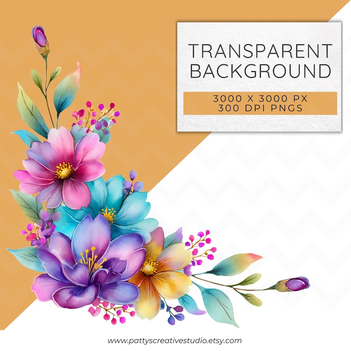 Bright Floral Corner Frames Clipart Bundle Watercolor Bright Flower ...