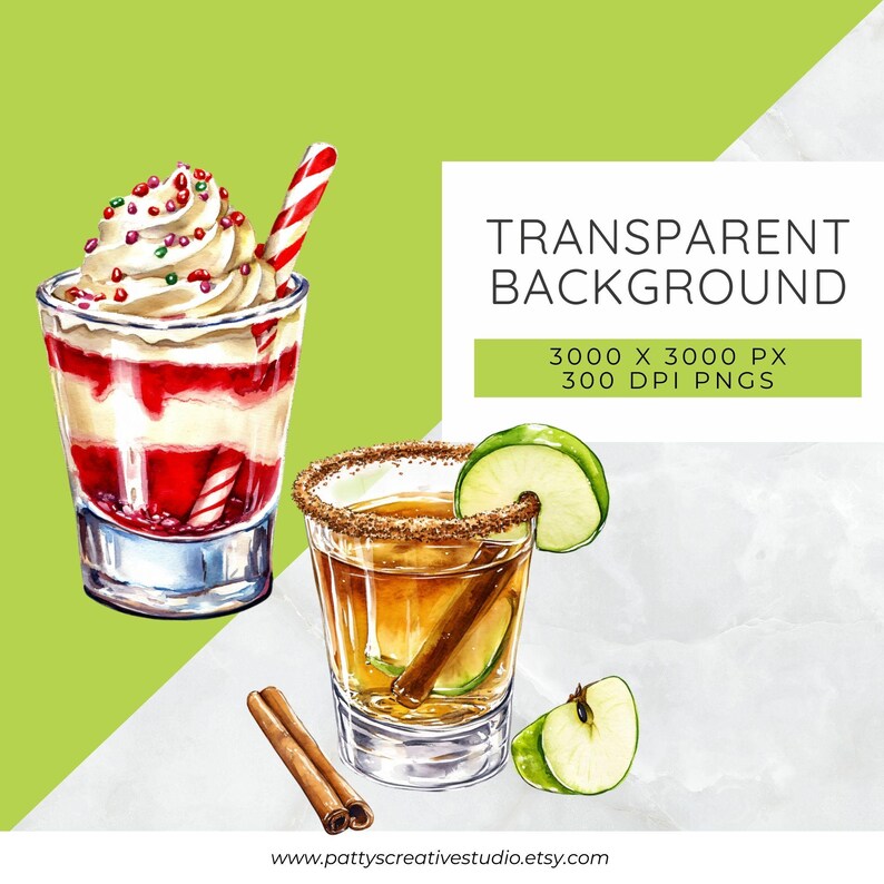 Christmas Shot Glass Drinks Clipart Pack Festive Season Cocktail ...