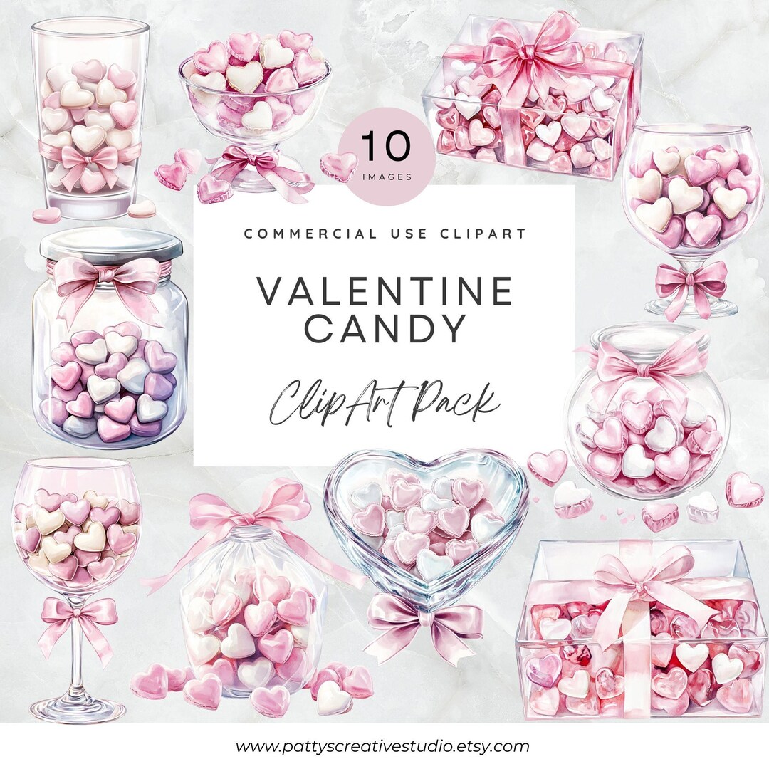 Cute Candy Jar Clipart Bundle Valentine Day Digital Download Candy ...