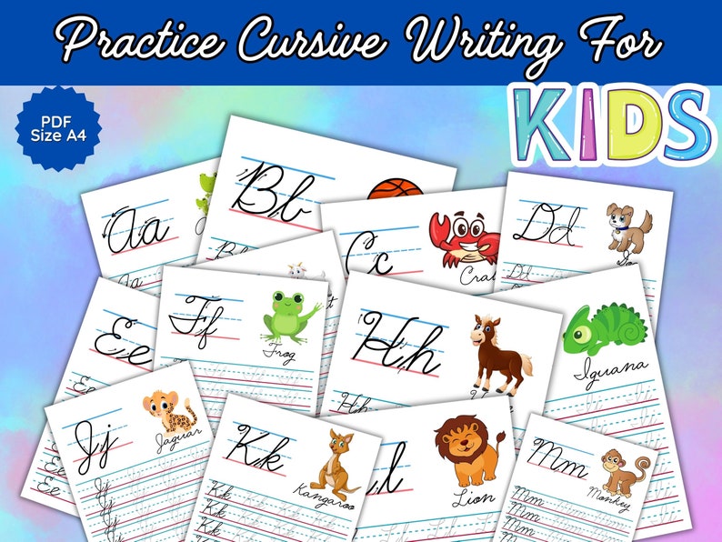 Kids Practice Cursive Writing Penmanship Practice Printable Cursive ...