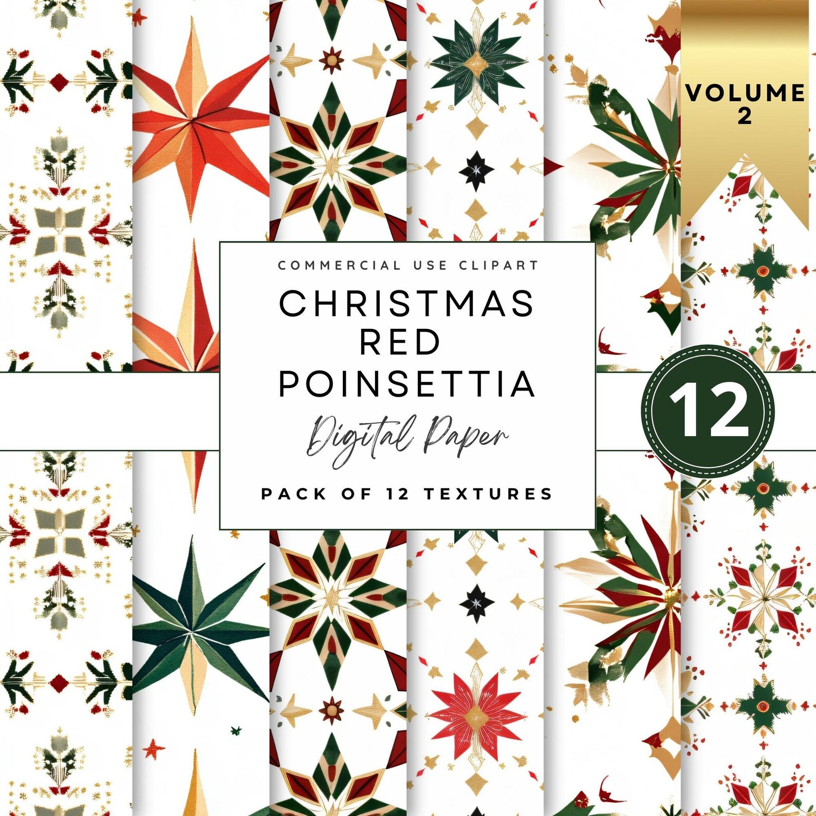 Christmas Star Digital Paper Seamless Holiday Digitial Wrapping Paper ...