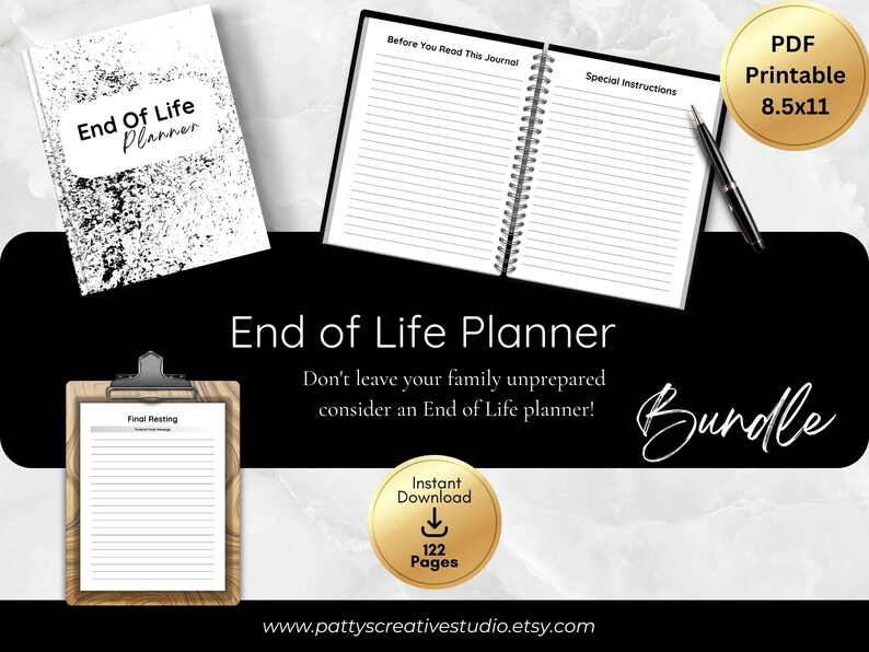 End of Life Planner Printable When I Die Plan Medical Death Estate Planning Emergency Funeral ...