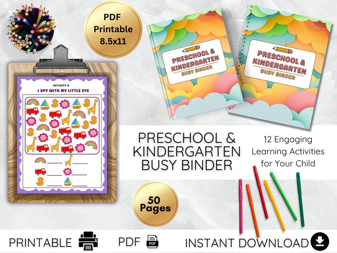 Busy Binder Preschool Curriculum Size Sorting Activity Alphabet Numbers ...