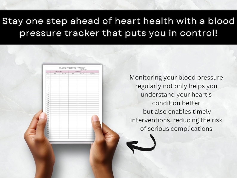 Blood Pressure Tracker BP Log Blood Pressure Chart Daily Medical ...