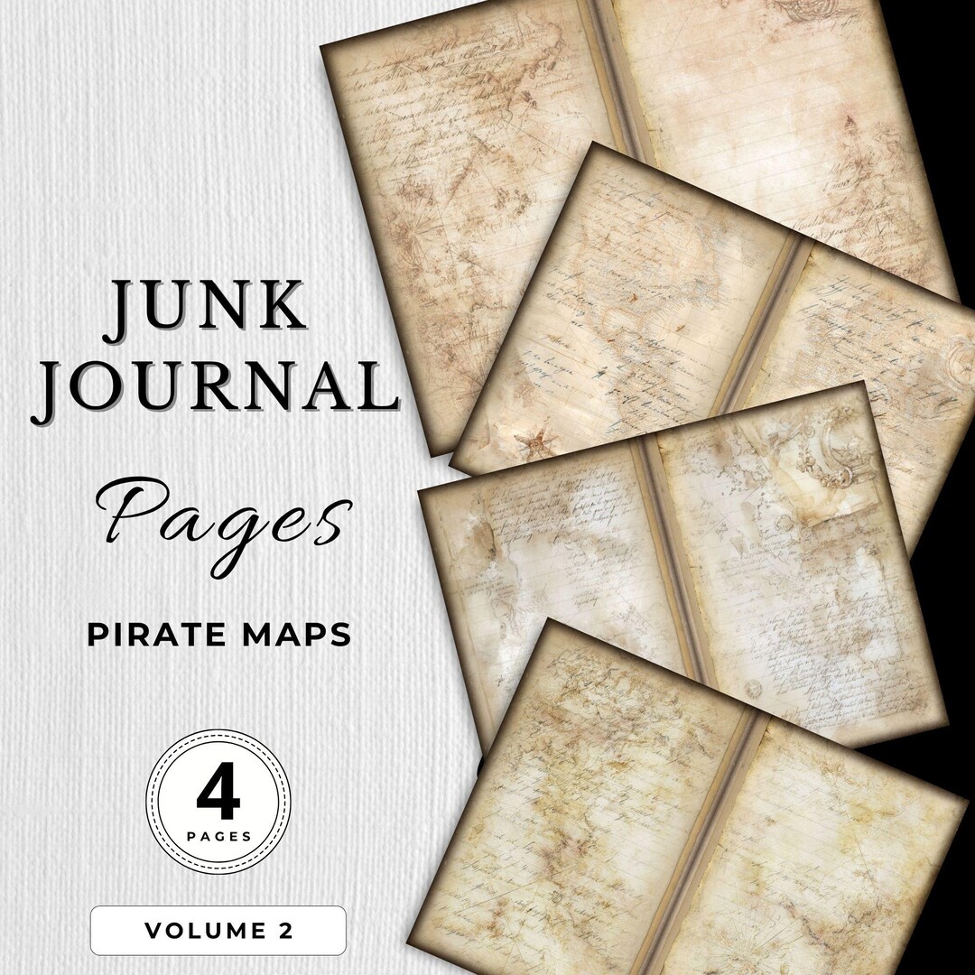 Vintage Pirate Maps Junk Journal Digital Paper Pages Old Pirate ...