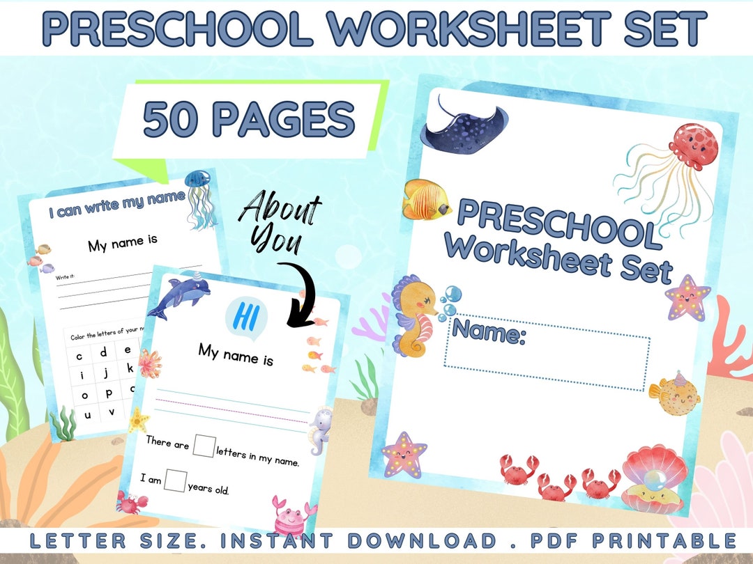 Ocean Under the Sea Preschool Worksheets Printable Toddler Workbook ...