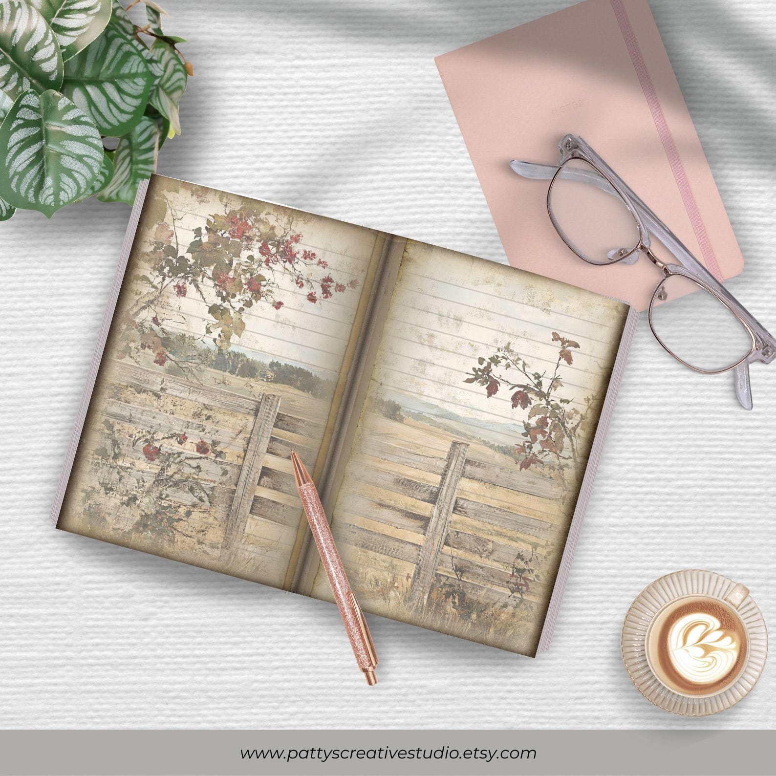 Fences Junk Journal Digital Paper Pages Rustic Cottage Country Fences 4 ...