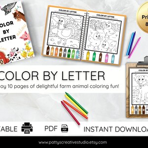 Kids Color by Letter Animals Activity Pack Worksheets Preschool Pre-k ...