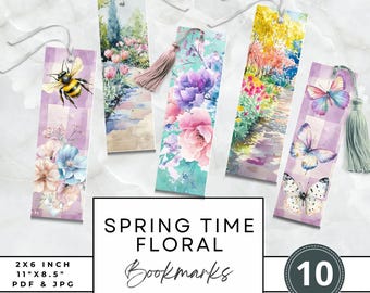 Spring Reading Bookmarks: Floral Printable Book Lover Gift (digital ...