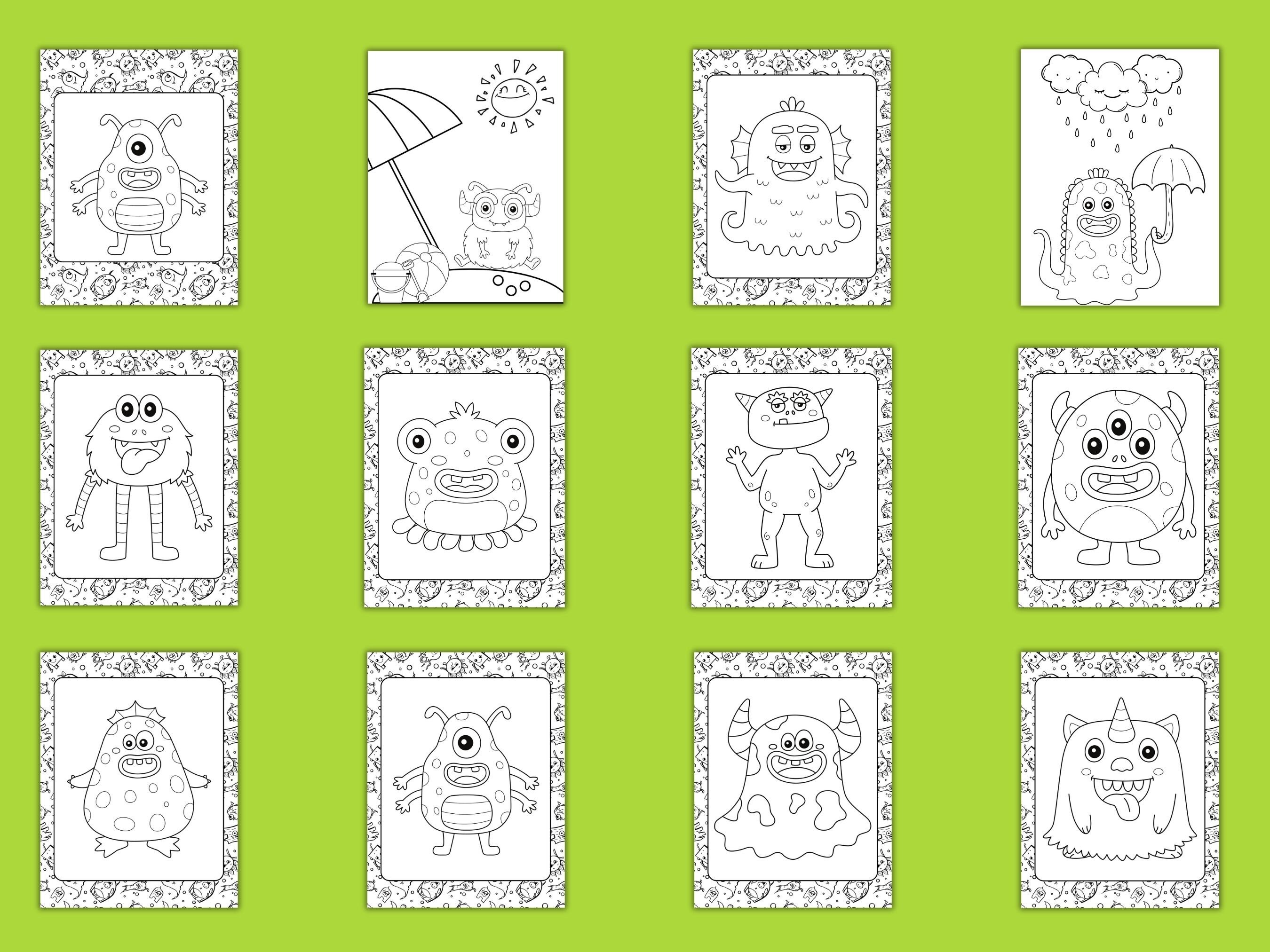 Cute Monster Coloring Pages - Kids Activity PDF - Halloween Coloring ...