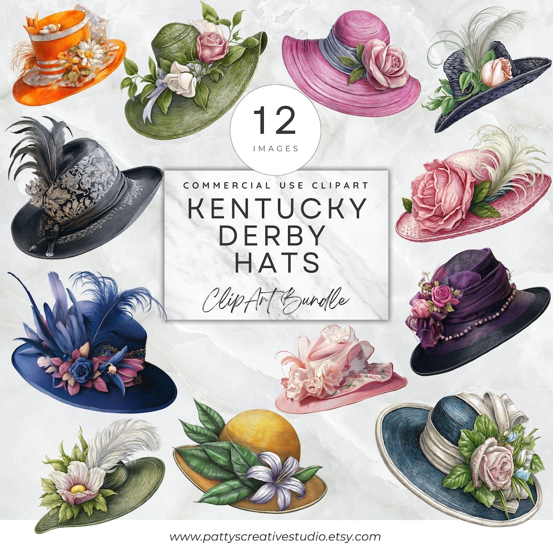 Kentucky Derby Hat Clipart Bundle Fancy Wide-brimmed Derby Hat Image ...