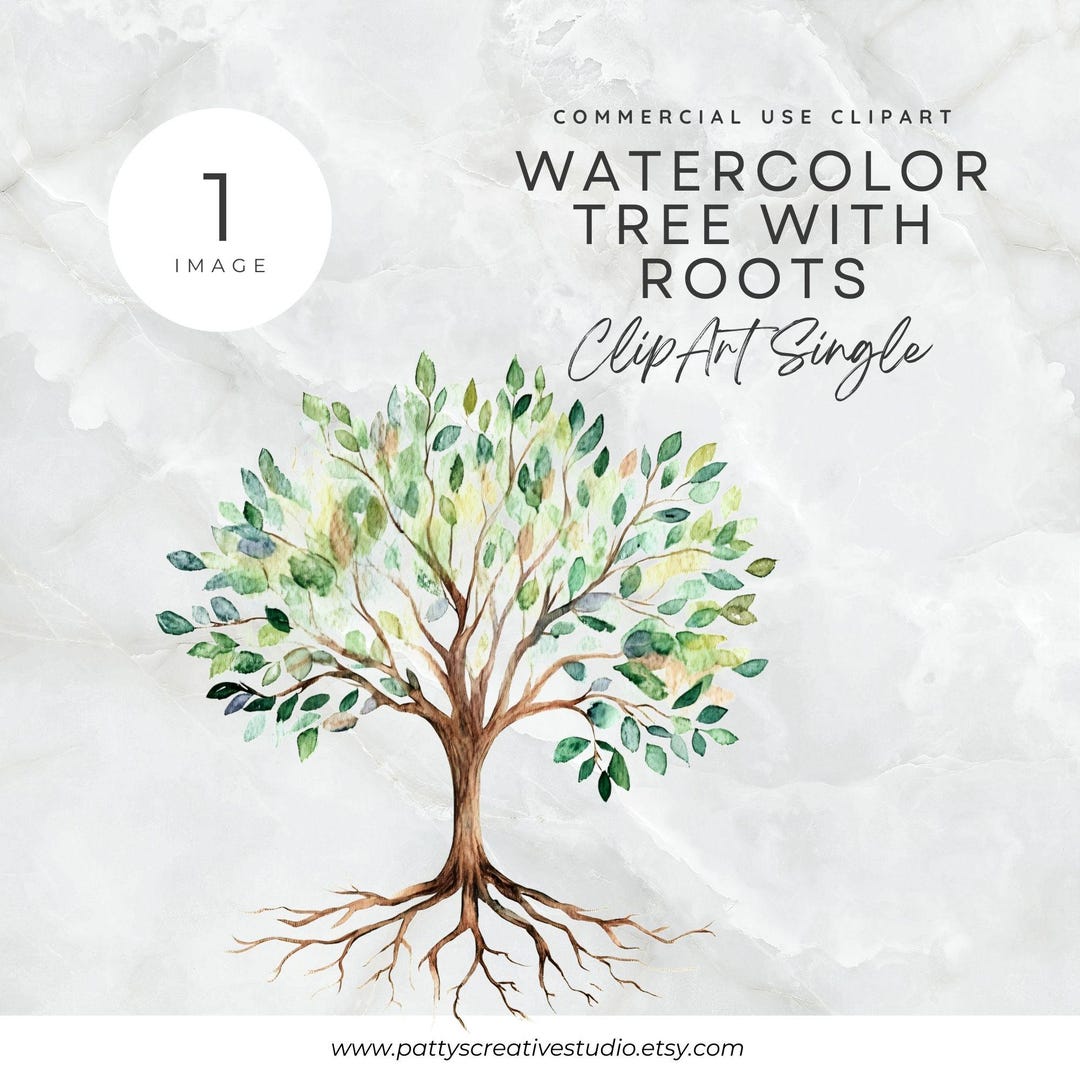 Watercolor Tree With Roots 1 Image Clipart Family Tree Watercolor ...