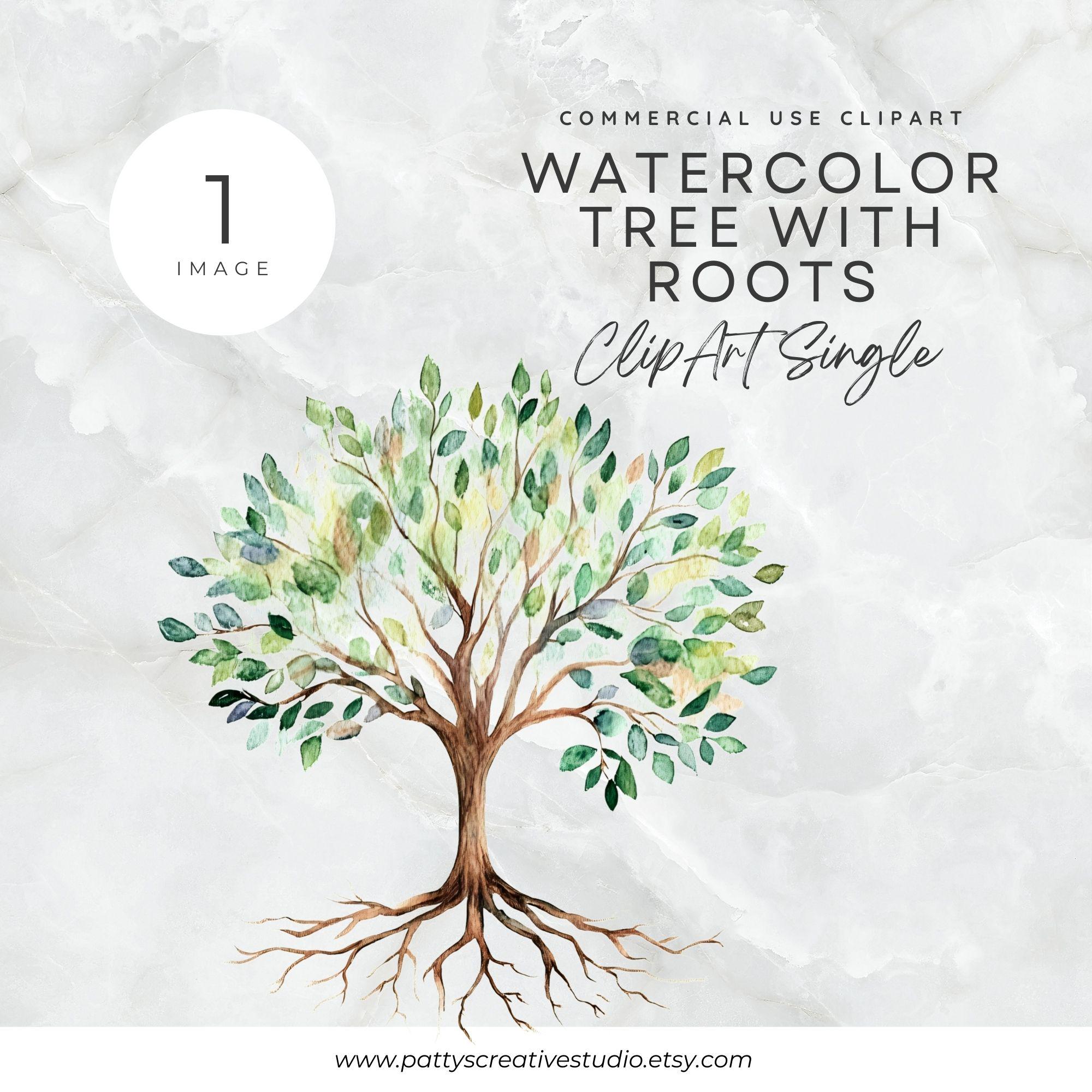 Watercolor Tree With Roots 1 Image Clipart Family Tree Watercolor ...