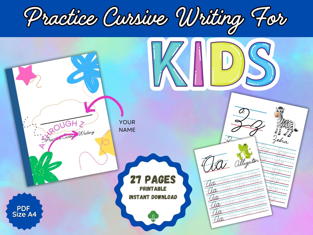 Kids Practice Cursive Writing Penmanship Practice Printable Cursive ...