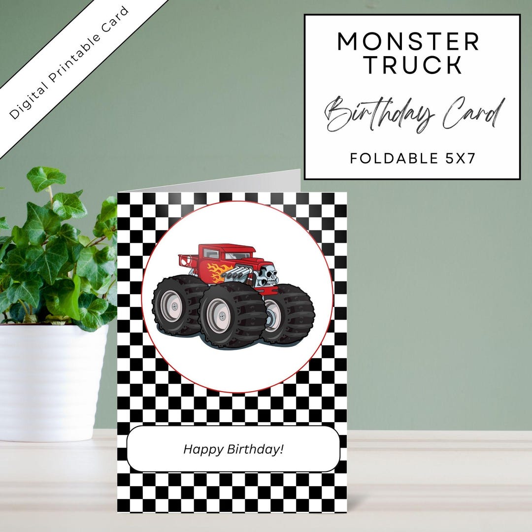 Monster Truck Birthday Card for Little Boys Cute Design for Any Age ...