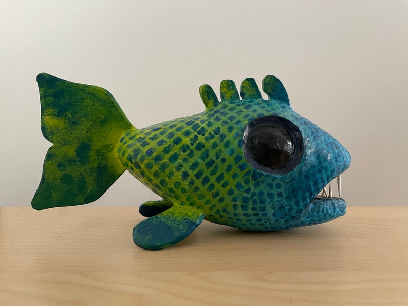 Edgar - Fish Made of Styrofoam, Papier-mâché and Wood - Etsy