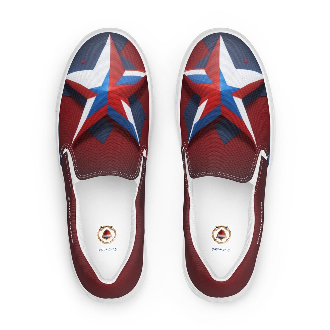 Men's Patriotic Star Slip-on Canvas Shoes – Red White & Blue Casual ...
