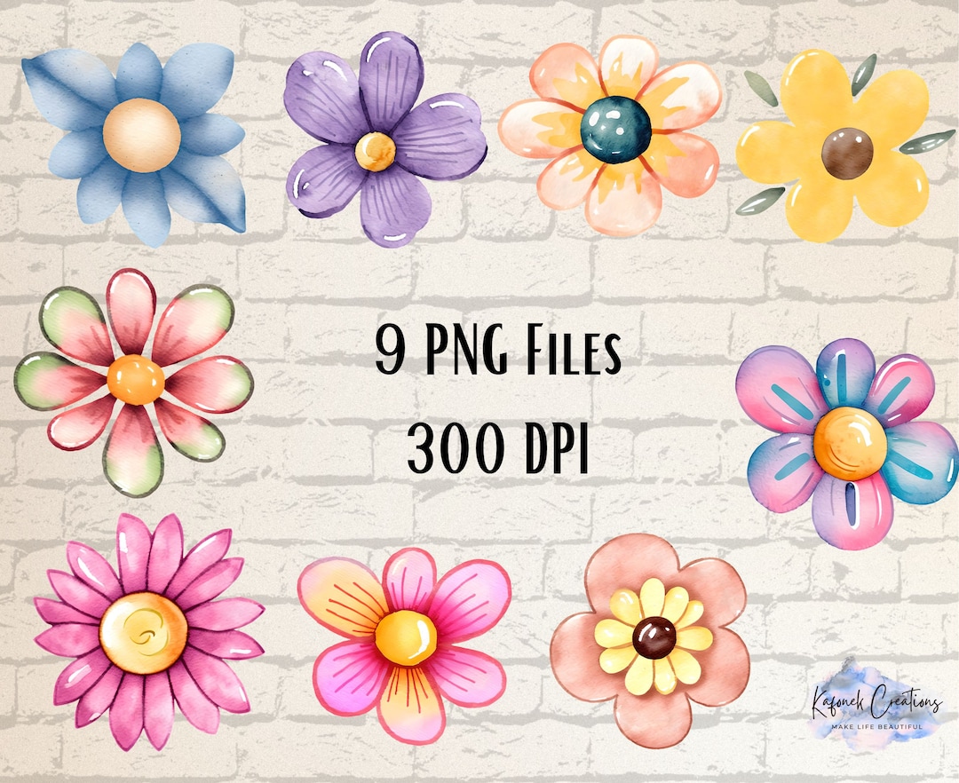 Flowers Assorted Colors Clip Art Digital Download - Etsy